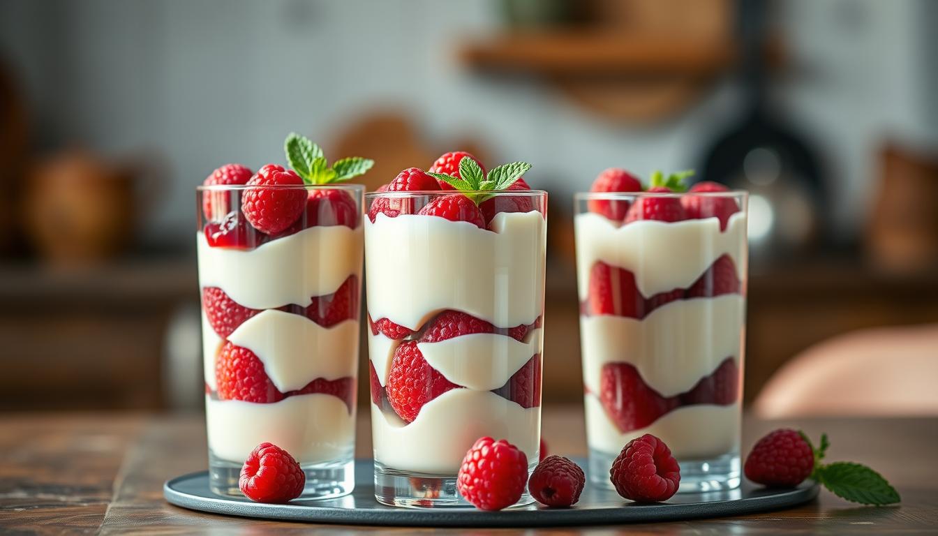 Délicieuses verrines aux framboises et crème vanille
