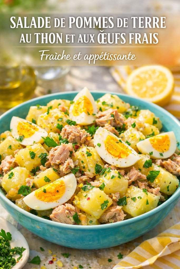 Salade de pommes de terre au thon et aux œufs frais