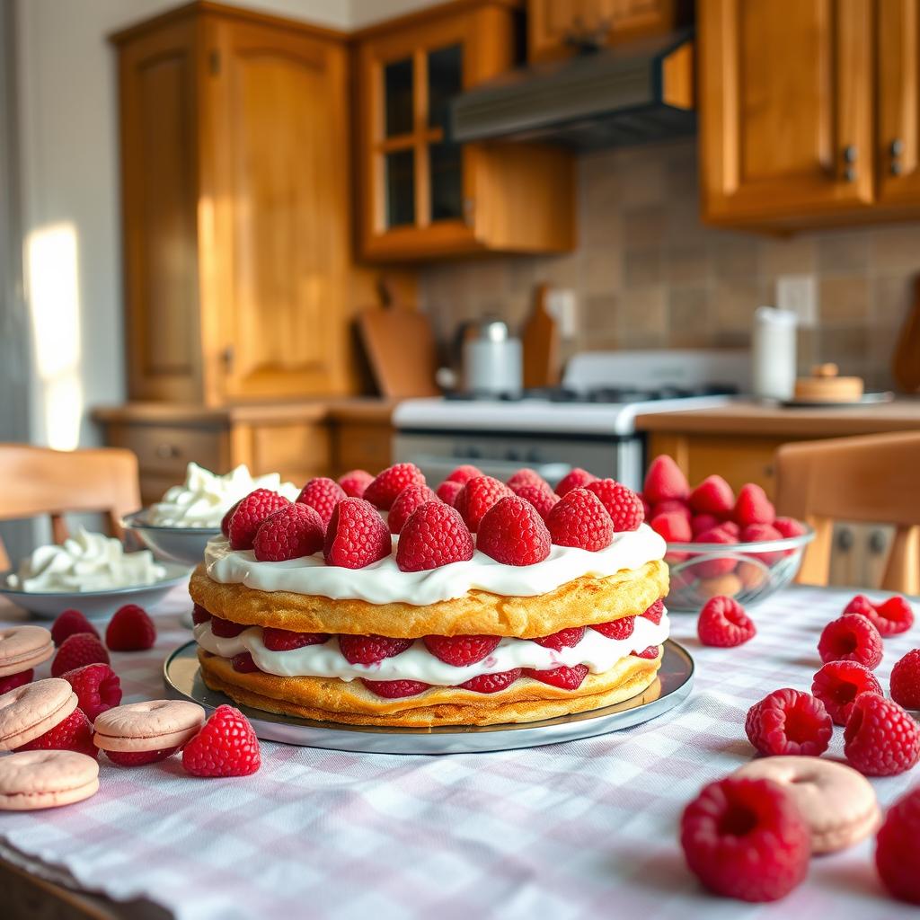 Charlotte aux Framboises et Biscuits Roses facile et gourmande